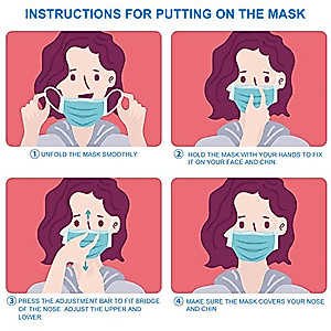 BLScode Disposable Face Protective Masks, 3-Layer Facial Cover Masks with Elastic Ear Loops, Comfortable Universal Design for Adults & Teenager, Suitable for Back to School, Office, Outdoor (Pack of 50)