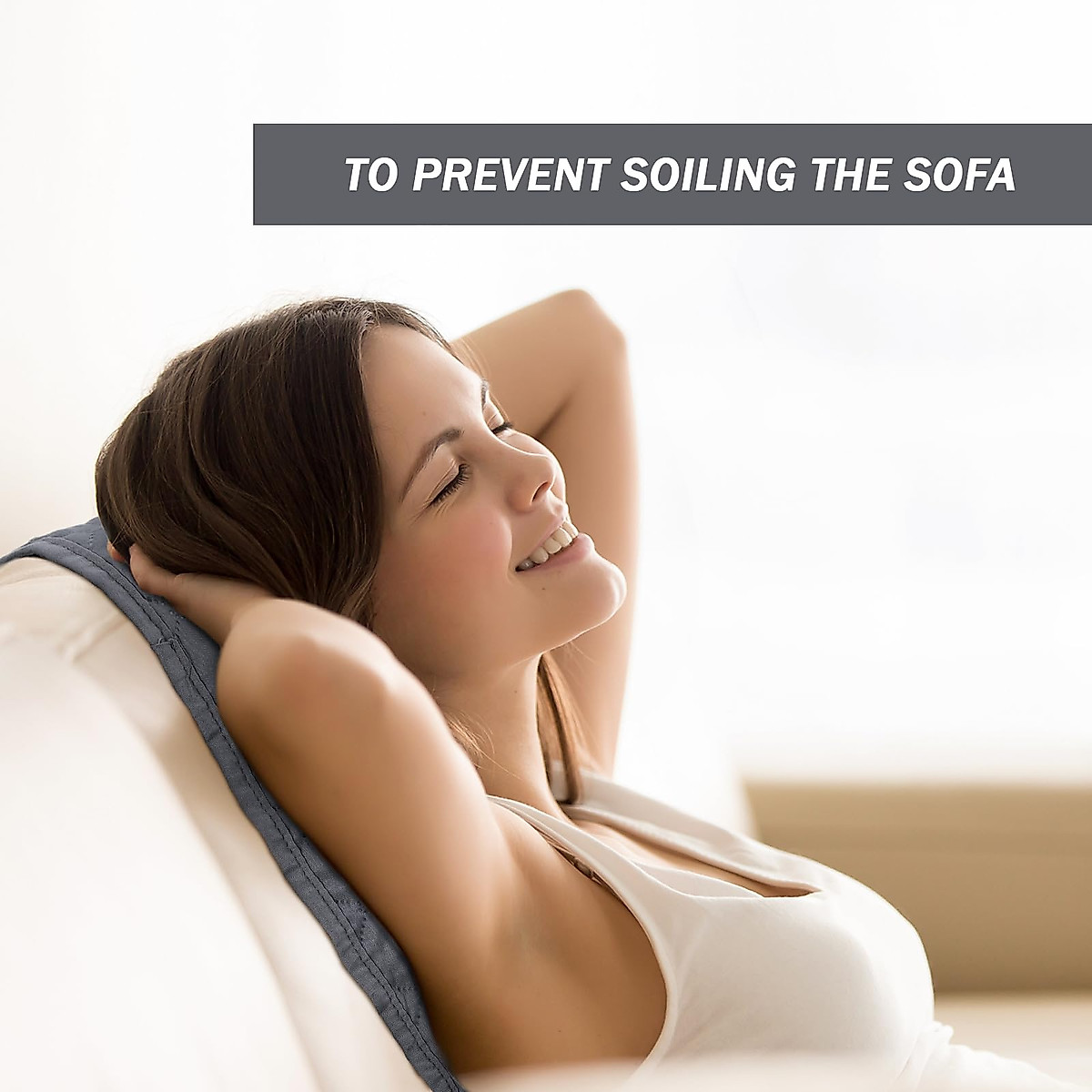 Ganeen 3 Pcs Sofa Armrest Cover 1 Seater Sofa Headrest Slipcovers Nonslip Armchair Cover 27 x 17 Inch Water Proof Furniture Protector with Pocket for Recliner Leather Sofa Couch(Gray)