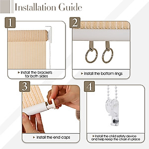 PHI VILLA Outdoor Roller Shade 8' (W) x 8' (H), Patio Shades Roll Up, Wheat