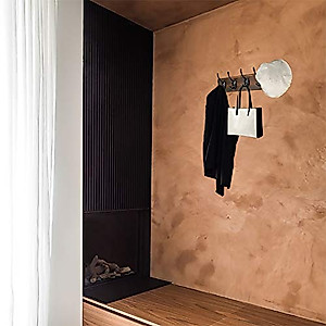 PHINGEER Rustic Wall Mounted Coat Hook Rack Heavy Duty Wodden Entryway Hanging Coat Rack with 5 Decorative Hooks for Entryway Mudroom Kitchen Bathroom Living Room Foyer Hallway (brown-1pack, 5 Hooks)