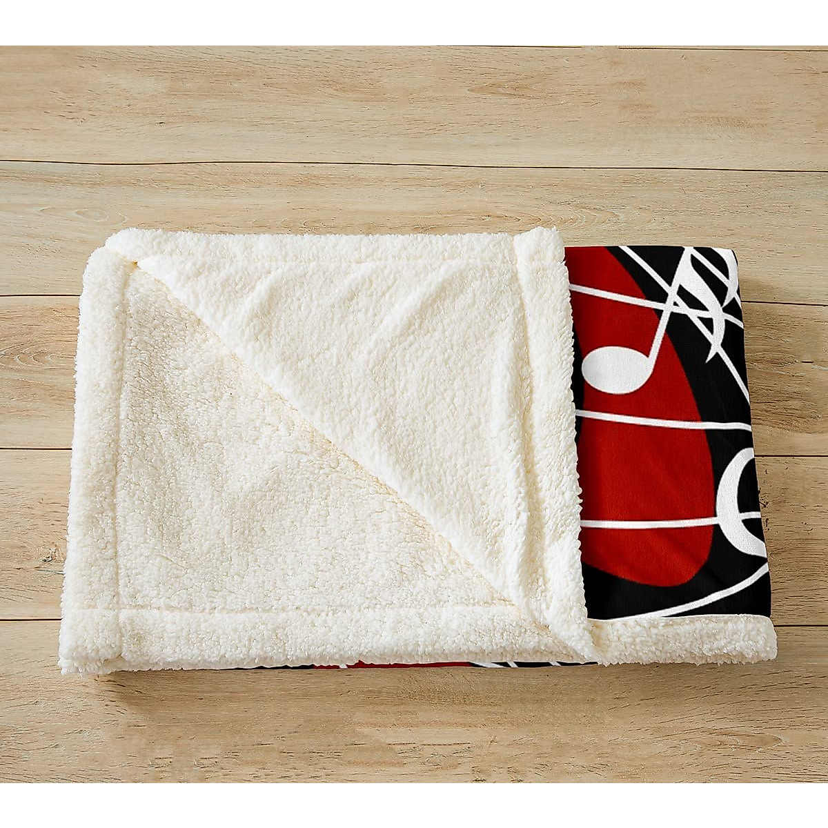 Musical Notes Throw Blanket,Red Black and White Blankets for Kids Boys Girls Women Room Decor Abstract Music Theme Fleece Blanket Men Modern Soft Sherpa Blanket,Top 2 Panel,40"×50"