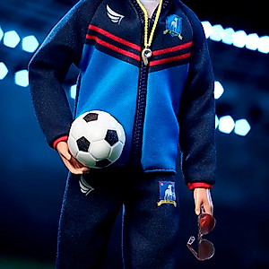 Barbie Signature Fashion Doll, Ted Lasso Wearing Blue Tracksuit with AFC Richmond Logo, Collectible in Displayable Packaging