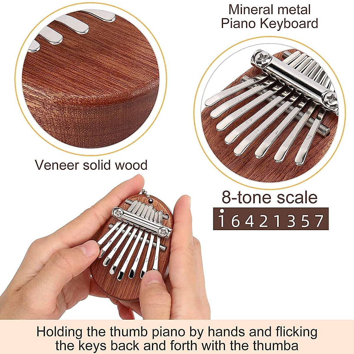 Lehay Mini Kalimba Thumb Piano 8 key Finger Mbira with Lanyard