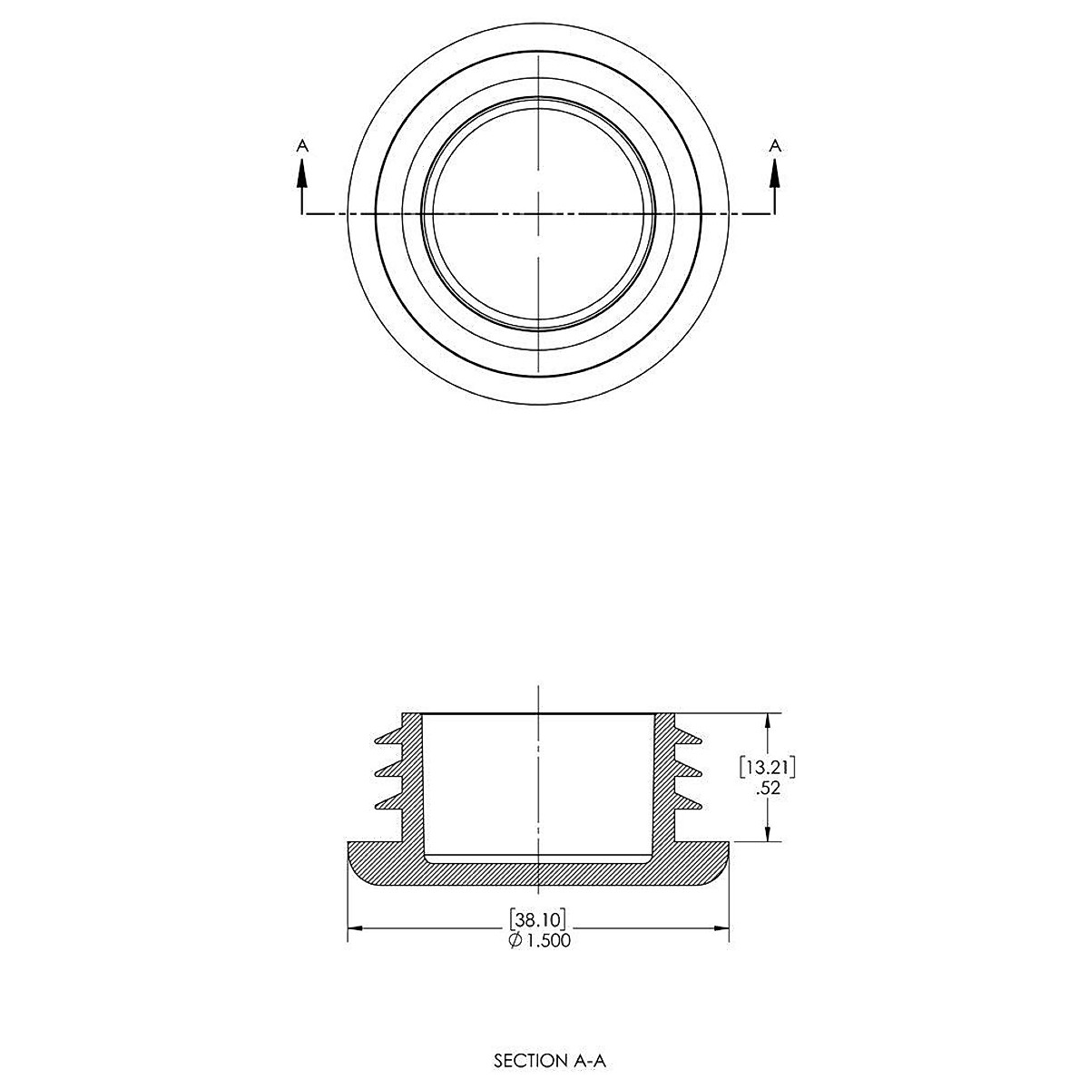Caplugs CCF-1 1/2-10-14 – CCF Series – Plugs for Round Tubing, 300 Pack, to Fit Round Tube Size OD 1.50" x 0.52" L, Low-Density Polyethylene (PE-LD), Black, Wall Thickness 10-14 Ga. (99191822)