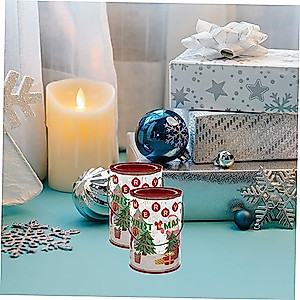 NOLITOY 8pcs Portable Cylinder Christmas Cookie Tins Coffee Bean Canister Christmas Decoration Christmas Cookie Jars Sealed Container Xmas Tinplate Lid Food Holder Baby Pastry Pvc Storage