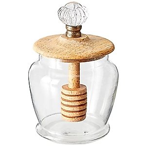 Mud Pie Glass Honey Jar, 5" x 3 1/4" dia, 1100 Milliliters, Clear