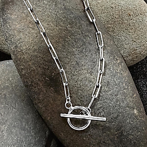 Ross-Simons Sterling Silver 2.5mm Paper Clip Link Toggle Necklace. 20 inches