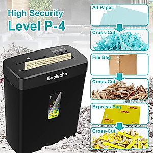 Woolsche Paper Shredder - 10-Sheet Cross Cut with 3.43-Gallon Basket - P-4 Security Level - 3-Mode Design - Shreds CD and Credit Card - Durable, Fast, and Jam Proof for Home Office (ETL Certified)