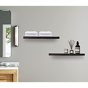 1 Pack 36" Solid Cedar Wood Floating Shelves, Brushed Finish, Wall Mounted for Home Living Room Bathroom