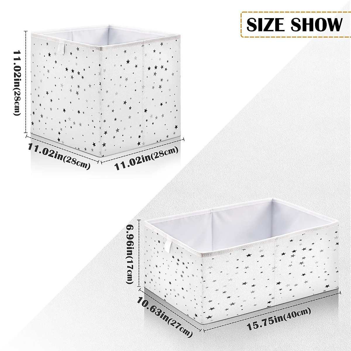 Blueangle Scandinavian Stars Cube Storage Bin, 11 x 11 x 11 in, Large Collapsible Organizer Storage Basket for Home Décor（470）