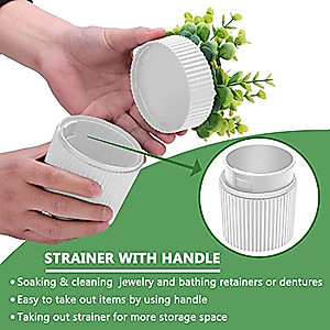 Bathroom Canister, Bathroom Storage Organizer For Cotton Ball, Bath Salts, Cotton Rounds,Floss Picks, Hair Clips, Apothecary Jars For Vanity Makeup Organizer, Cute Artificial Plants Design As Perfect Bathroom Decoration & Accessories (White)