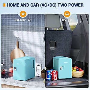 AstroAI Mini Fridge 4 Liter/6 Can Teal AC to DC Converter 8.5A
