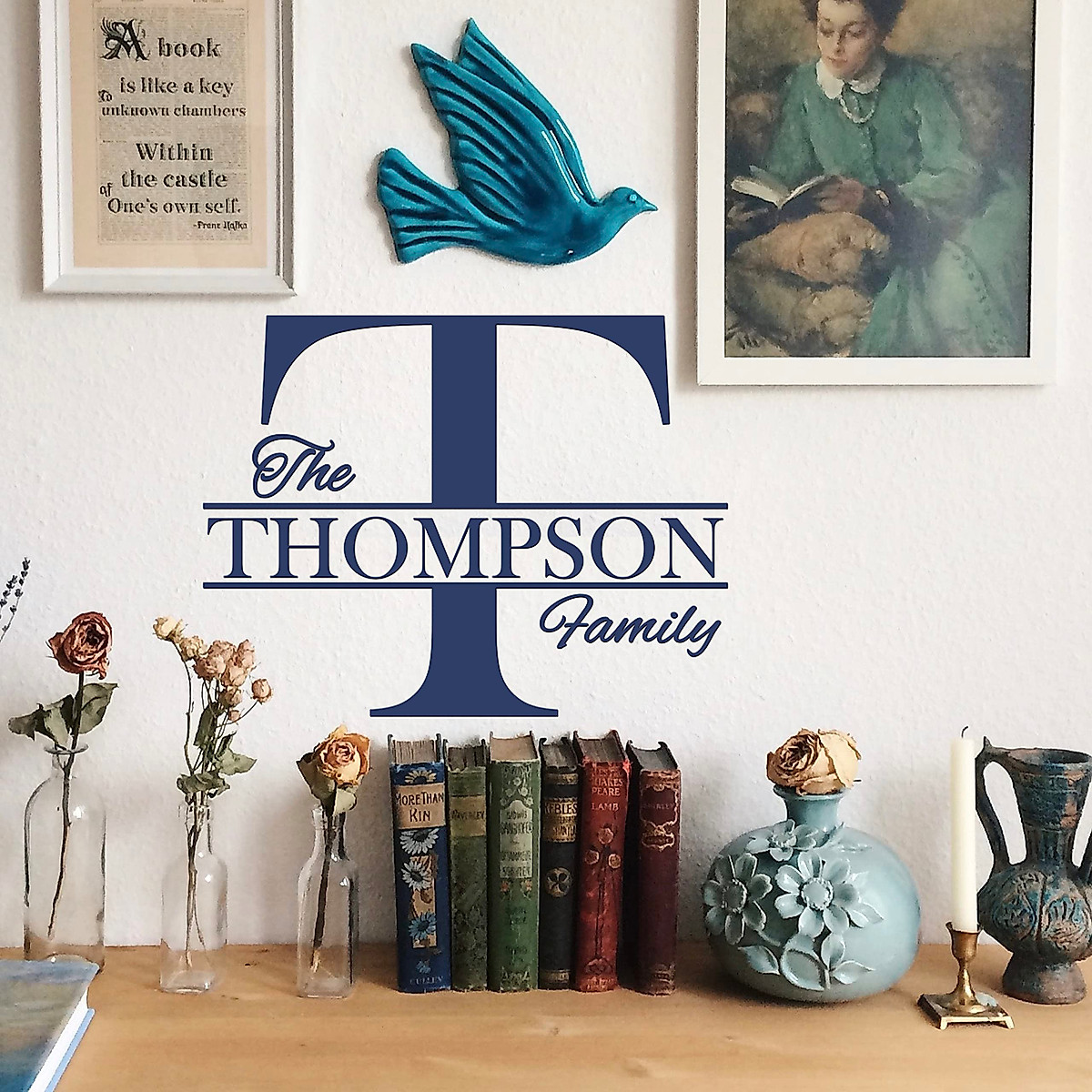 Personalized Initial Name Vinyl Wall Sticker for Room Decor - 18 Vinyl Color 4 Font - Custom Family Name Vinyl for Decoration - Customized Decal for Door Bedroom Nursery Kithcen Art for Kids Women C1