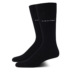 Calvin Klein Men's Dress Socks - Luxury and Egyptian Cotton Blend Dress Socks (2 Pair), Size 7-12, Solid Black