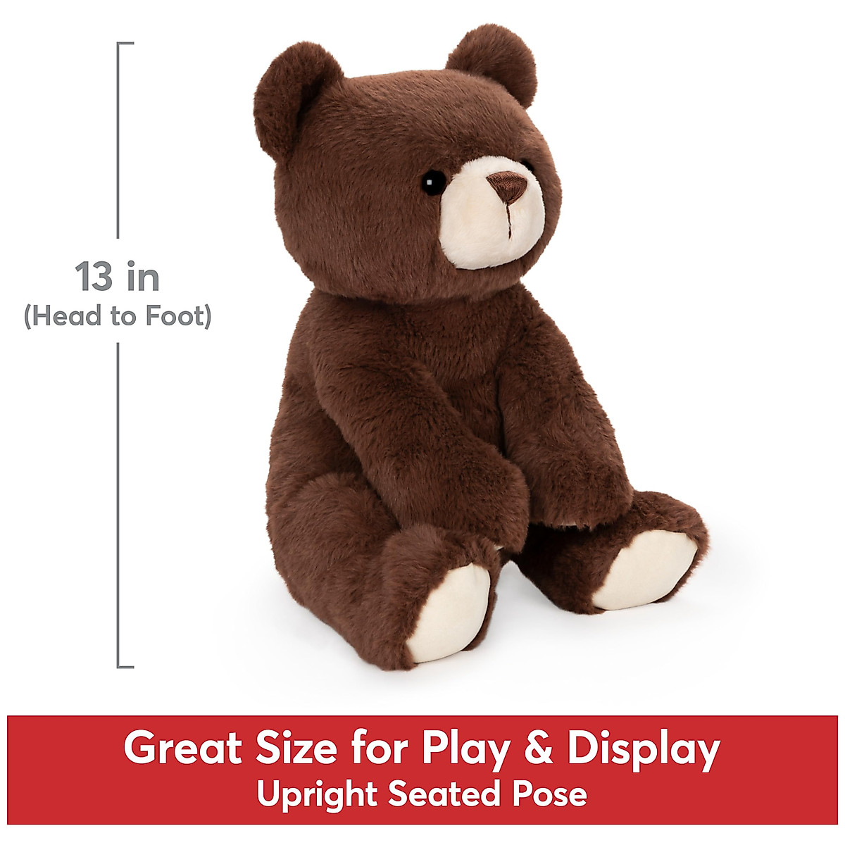 GUND Finley Teddy Bear, Premium Stuffed Animal for Ages 1 and Up, Chocolate Brown, 13”