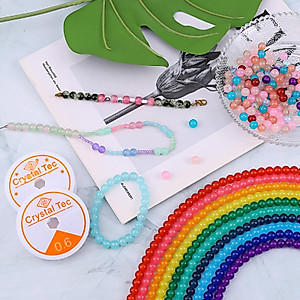 Natonhi 1400pcs 30 Color Glass Beads for Jewelry Making, 8mm Round Crystal Glass Bracelets Making Kit Suitable for Beginner Bracelet Making