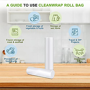 Food Storage Bags, 14”X20” Clear Plastic Produce Bag for Fruits,Green Bag, Keep Fresh Produce Bags, Food Saver Storage for Fruits, Bread,Vegetables and Flowers, Clean Bag, ,Kitchen ,1 Roll 350 Bags