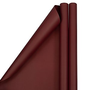 JAM Paper Gift Wrap - Matte Wrapping Paper - 50 Sq Ft Total (30 in x 10 Ft Each) - Matte Burgundy - 2 Rolls/Pack