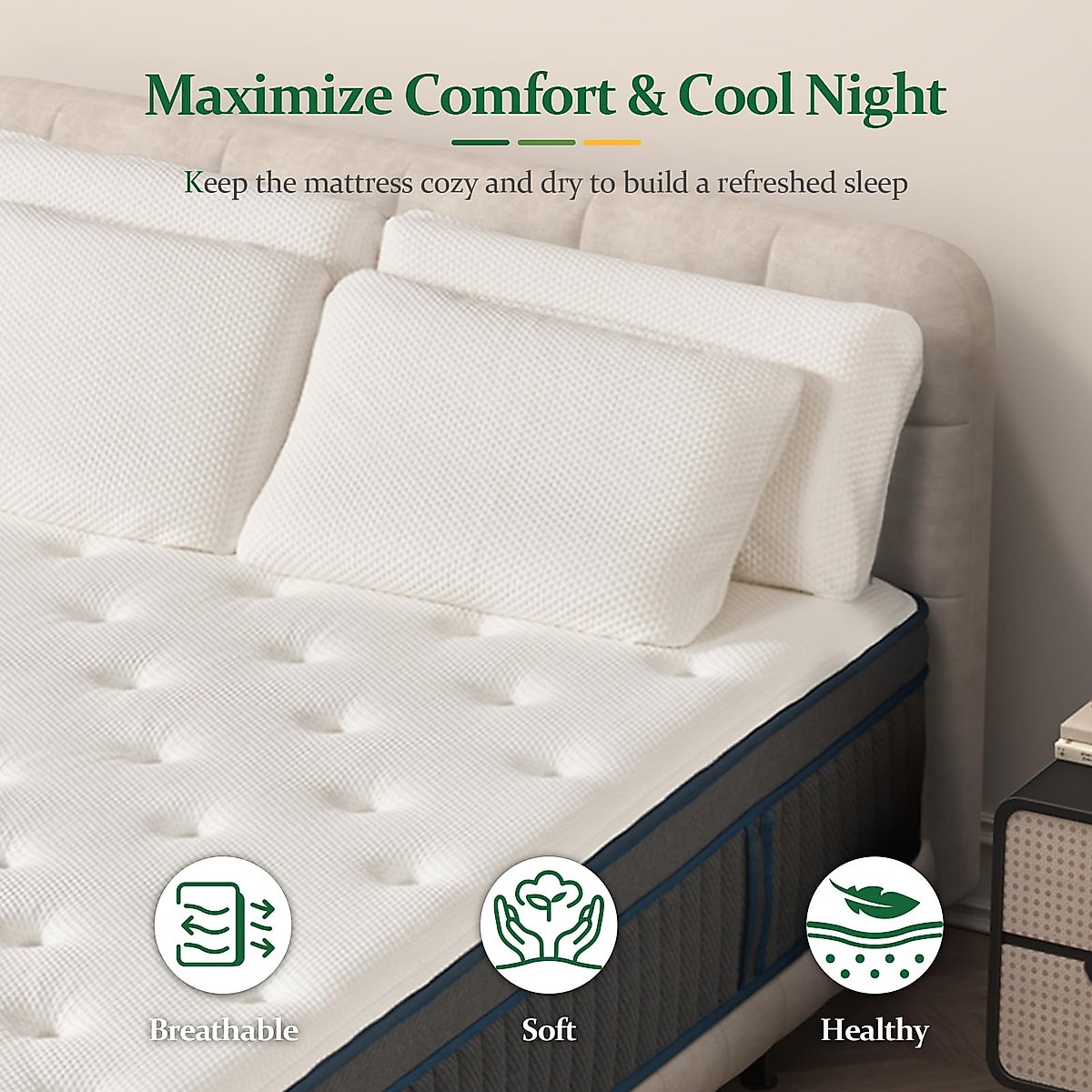 Lechepus TwinXL Mattress, 14Inch Gel Memory Foam with 7-Zone Pocket Spring Mattress TwinXL Size, Cooling Sleep and Pressure Relief, Medium Plush Hybrid Mattresses in Box for Motion Isolation