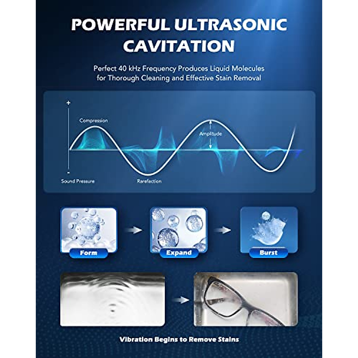 CREWORKS Ultrasonic Cleaner with Heater and Timer, 2.6 gal Digital Sonic Cavitation Machine, 240W 10L Stainless Steel Jewelry Cleaner for Professional Tool Watch Glasses Retainer Denture Coin Cleaning