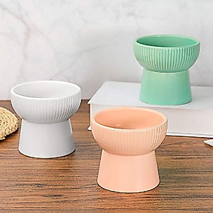 White Ceramic Raised Cat Bowls, Elevated Food or Water Bowls, Stress Free, Backflow Prevention, Dishwasher and Microwave Safe, Lead & Cadmium Free