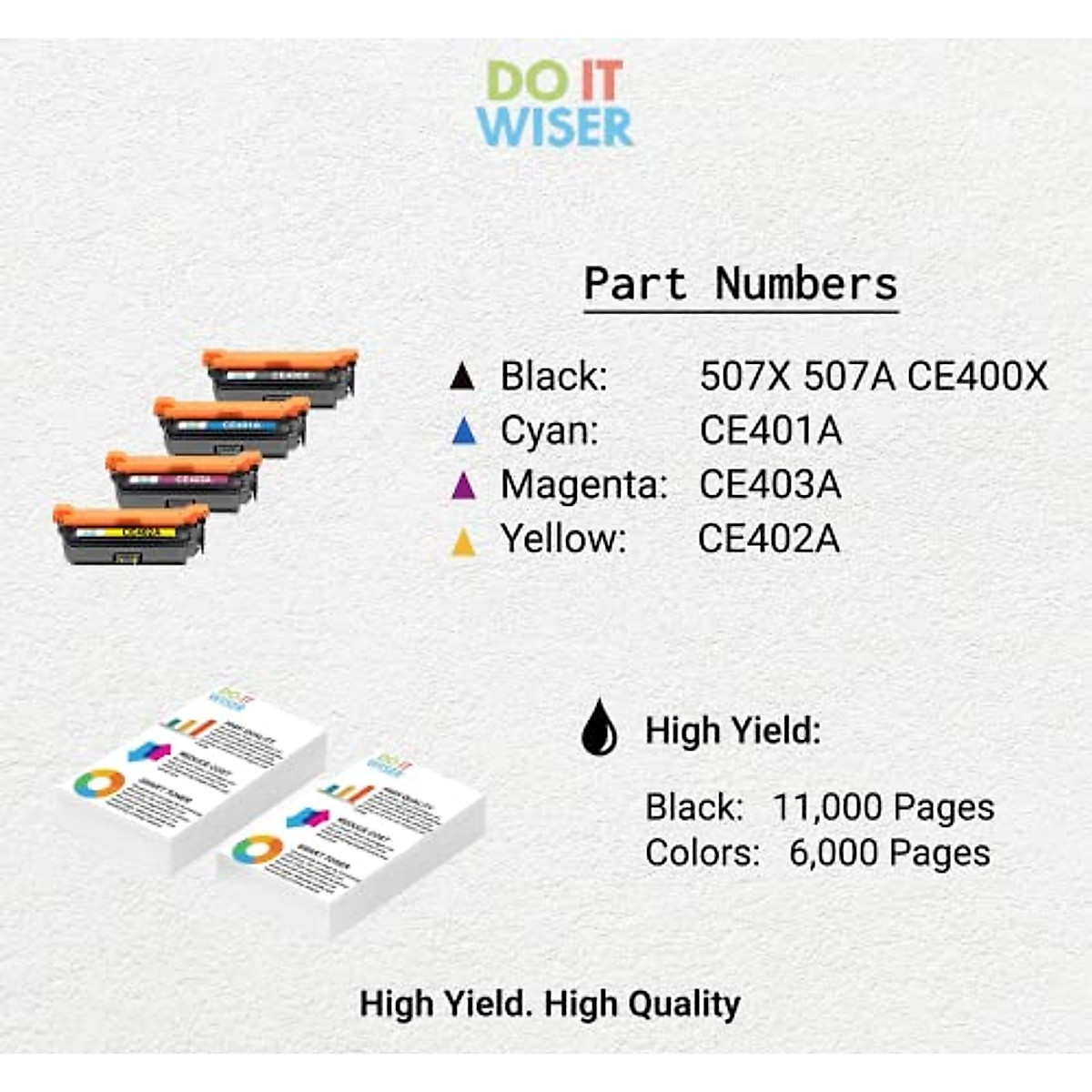 Do it Wiser Remanufactured Toner Cartridge Replacement for HP 507X 507A CE400X CE400A - HP Laserjet Enterprise M551n M551dn M551xh M570dw M570dn M575c M575dn Printer (Black Cyan Magenta Yellow 4Pack)
