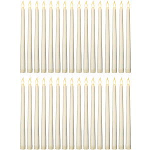 36 Pieces Flameless Taper Candles 11 Inch Flickering Candle Lights Faux LED Candles Battery Operated Candles Electric Fake Candles for Christmas Halloween Birthday Wedding Party Supplies (Ivory)