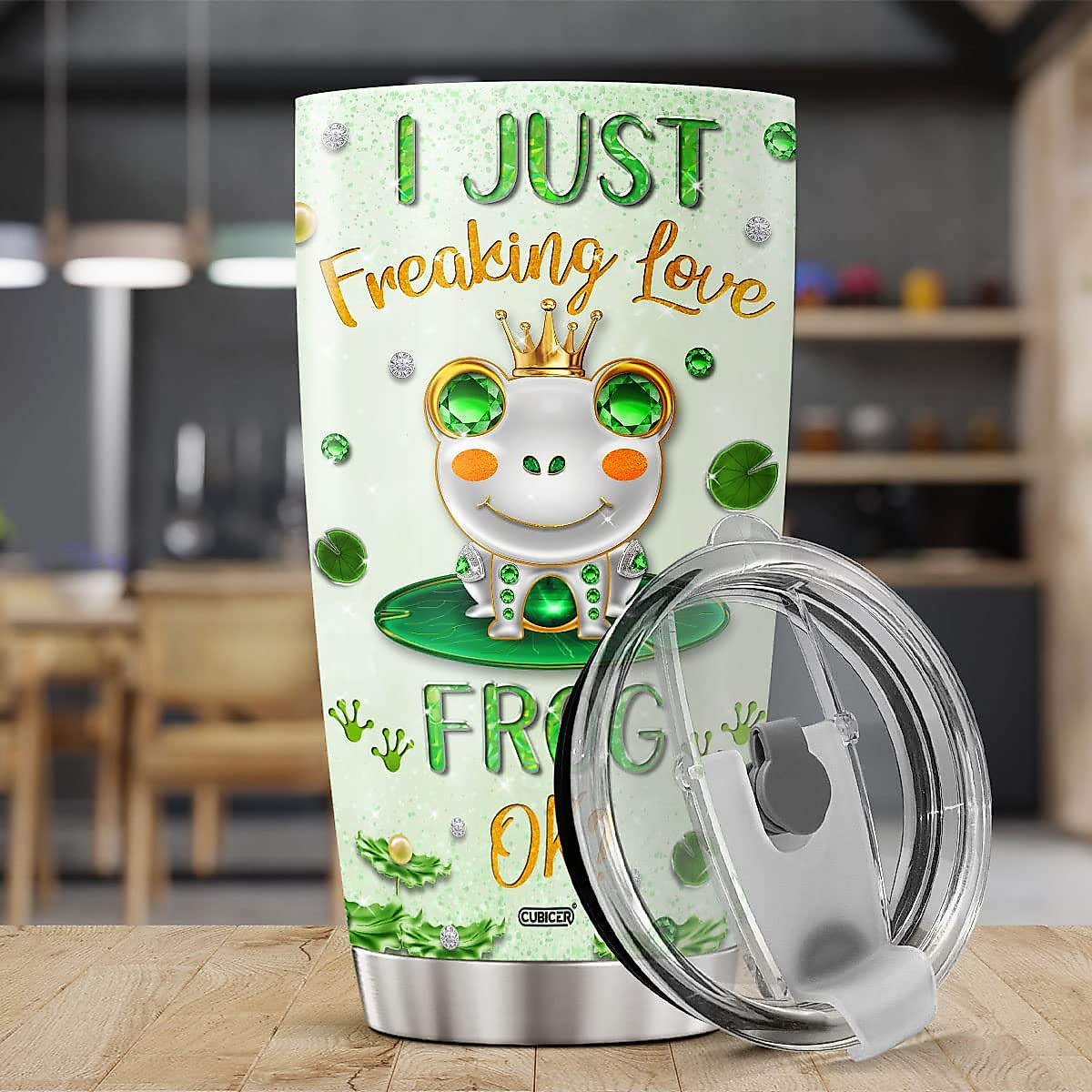 CUBICER Personalized Coffee Tumbler Frog Jewelry Style Custom Name Cute Birthday Gifts For Women Girls Friends Mom Kids Teens Insulated Cup Travel Mug With Lid Oz Cold Steel Cups
