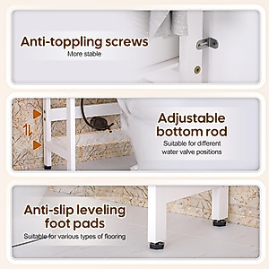 Cozivolife Over The Toilet Storage with 2 Baskets,4-Tier Bamboo Over Toilet Organizer Rack with Paper Holder & 4 Hooks & Waterproof Feet Pad,Freestanding Above Toilet Shelf for Bathroom(White)