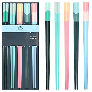 5 Pairs Fiberglass Chopsticks-Reusable Chopsticks Dishwasher Safe, 9.57 inch/24.3cm Matte Non-Slip Family/ Hotel/ Restaurant Chop Sticks, Chinese/Japanese Chop Sticks Gift Set, Morandi Multicolor