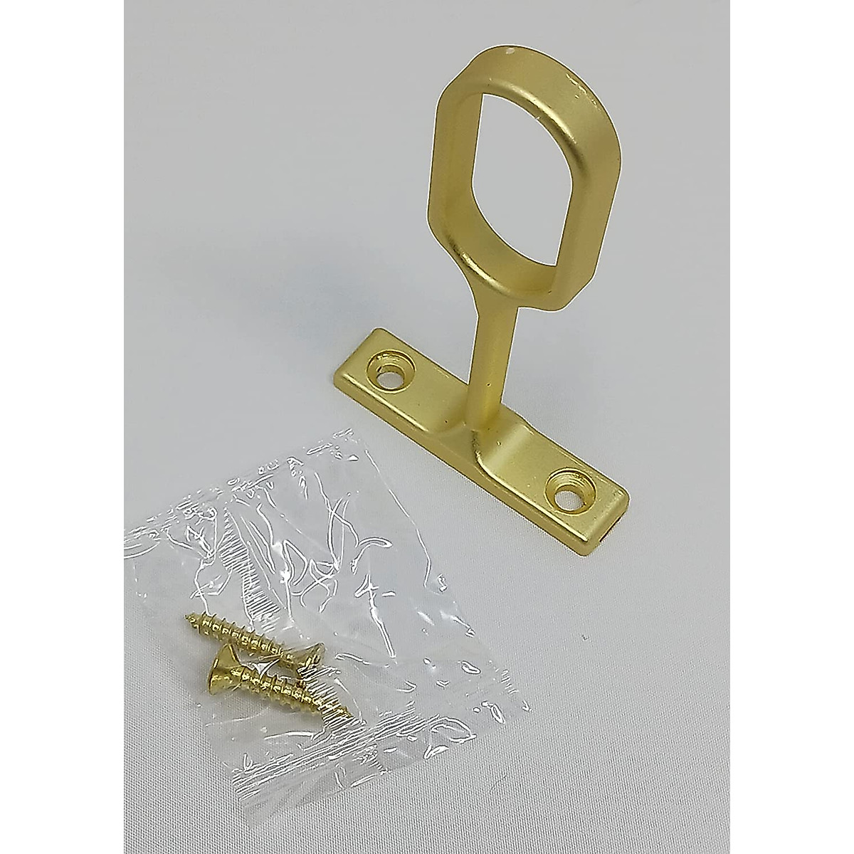 Center Oval Wardrobe Rod Tub Support Bracket with Installation Screws - 15 x 30 mm (Matte Brass)