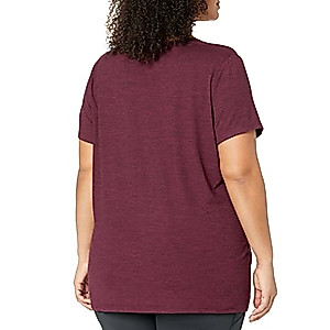 Amazon Essentials Women's Tech Stretch Short-Sleeve V-Neck T-Shirt (Available in Plus Size), Pack of 2, Black/Burgundy Space Dye, X-Large
