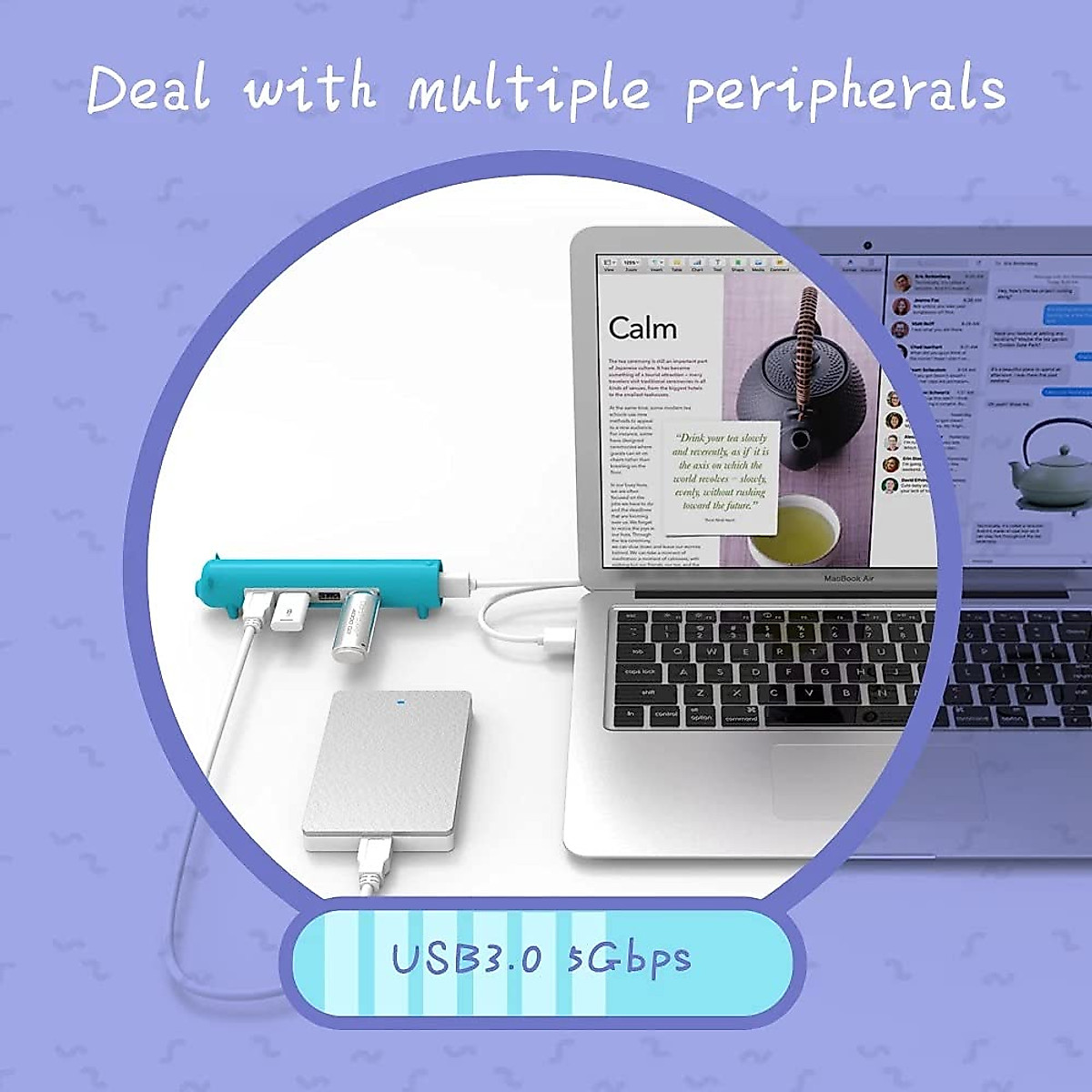 XJJZS 4 in 1 Cute Pet-Shape HUB for MAC Notebook Aluminum Alloy Silicone 100cm Detached Data Cable (Color : Pink)