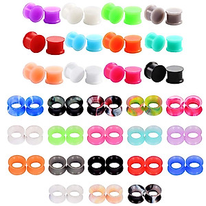 JOYTOYOU 30Pairs/60pcs Silicone Ear Gauges Plugs Stretching Kit Flesh Tunnels Expander 1/2"