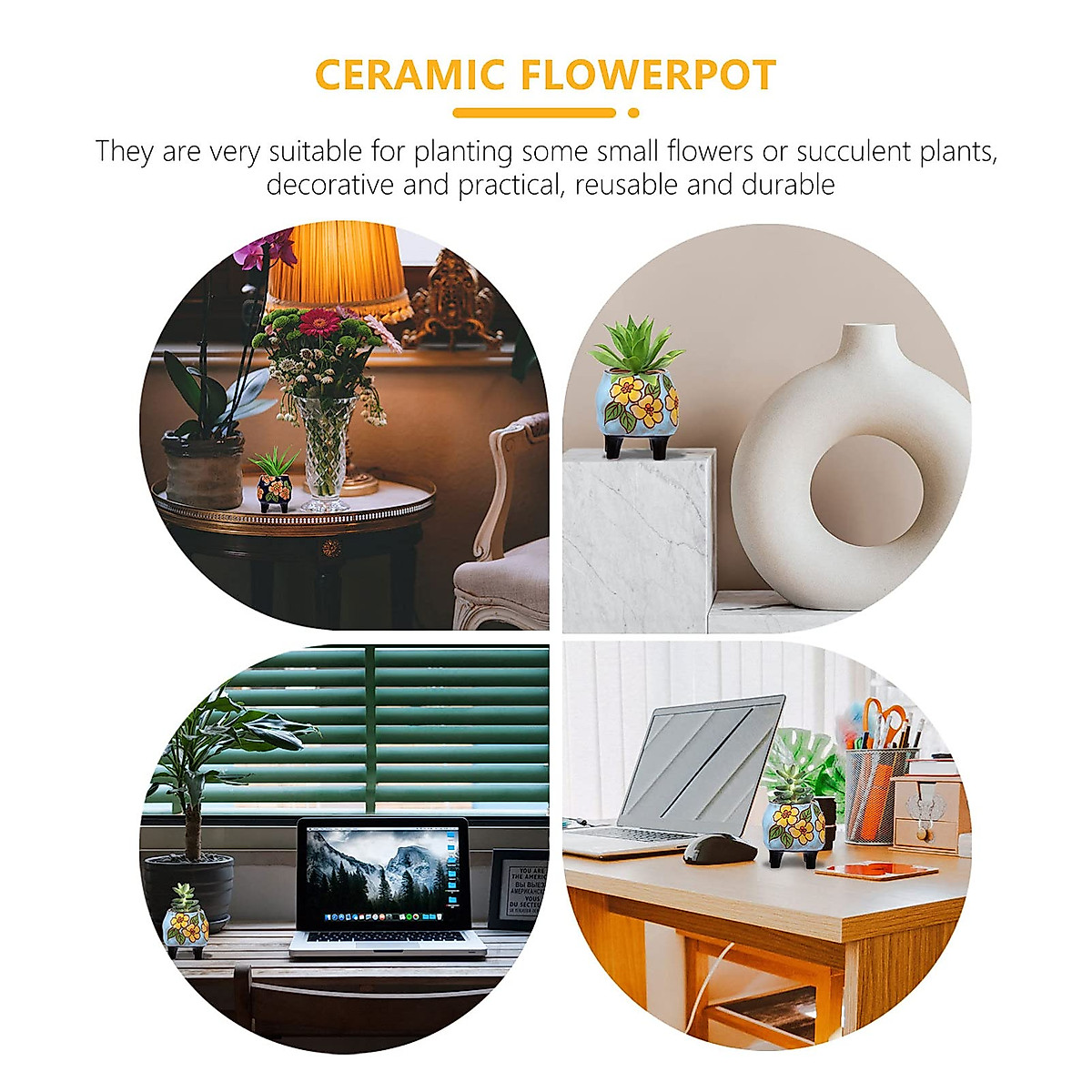 6pcs Hand Plant Planting Base Indoor Random Bonsai Decoration Home Decorative Pots Office Decor Gardening Pot Small Vase Flower Painted for Cactus Containers