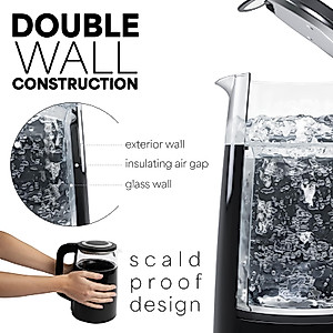 Veken Electric Tea Kettle, 1.7 Liters 1500W, Temperature Control, Keep Warm, Digital Display, Automatic Shut Off, Hot Water Boiler Heater Pot, Glass Boiling Teapot, Kitchen Boil Kettles, Black