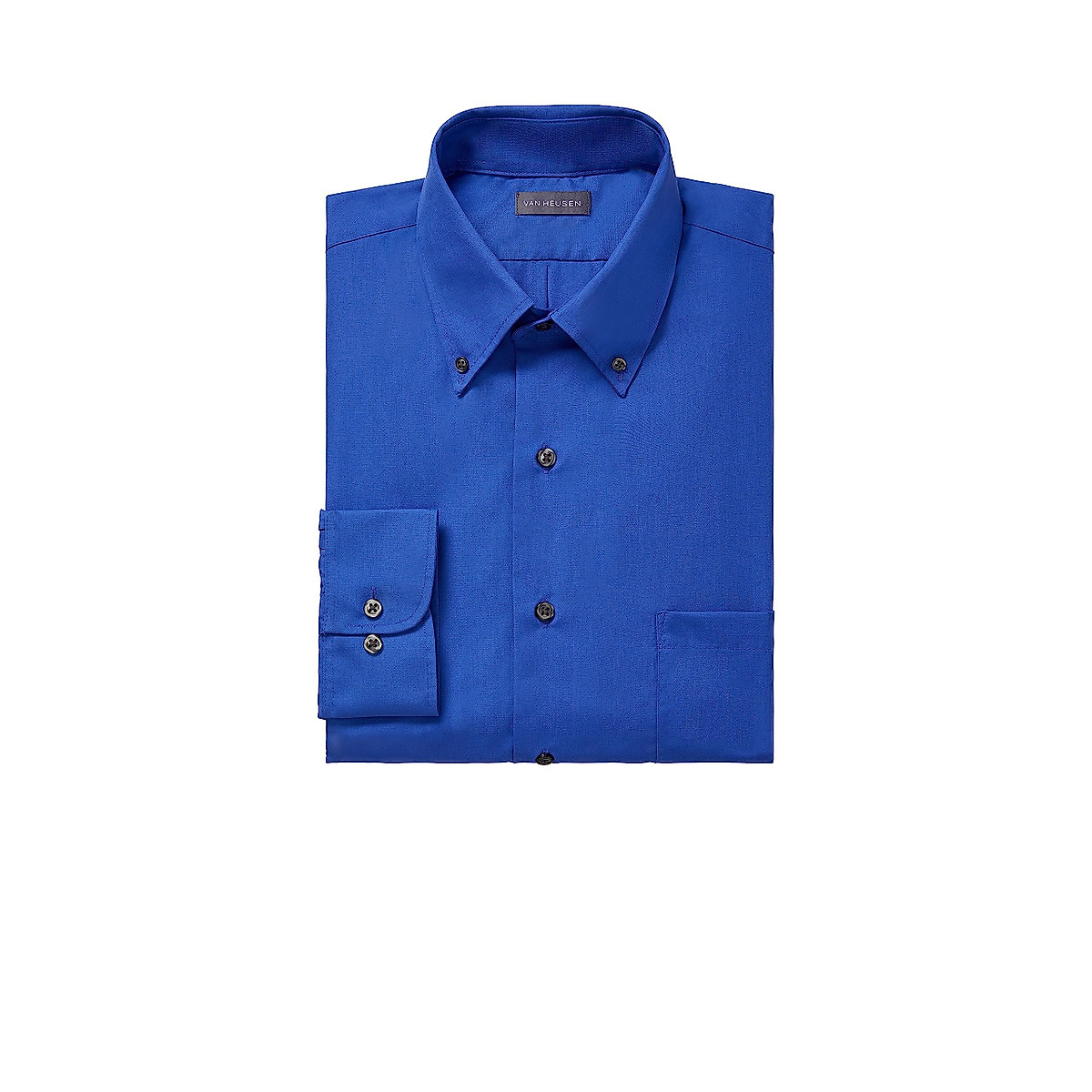 Van Heusen Men's Dress Shirts Regular Fit Silky Poplin Solid, Royal Blue, 16.5"-17" Neck 34"-35" Sleeve