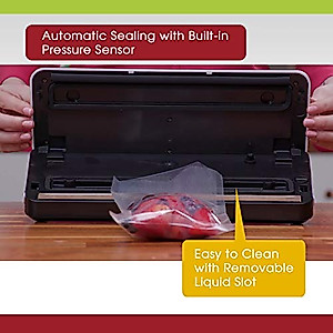 Vacuum Sealer by Vesta Precision - Vac 'n Seal | Extends Food Freshness | Perfect for Sous Vide Cooking | Dry and Moist Food Mode | Automatic and Manual Vacuum Mode
