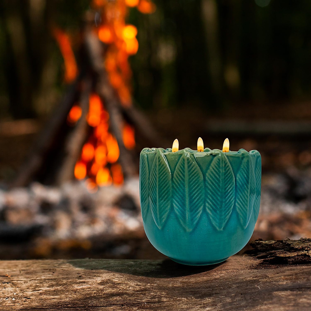 Exquisite Ceramic Citronella Candle Outdoor, Natural Essential Oils & Soy Wax Scented Candle, Indoor Outdoor Ambiance Enhancing Centerpiece Candles, 20oz 3-Wick Large Citronella Candle
