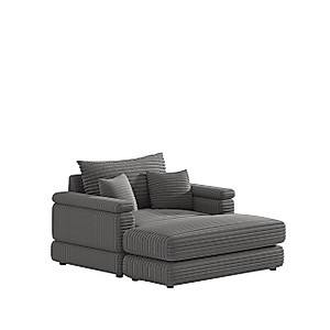 Deep Seat Convertible Modular Sectional Sofa with Movable Ottoman Sets, Comfy Corduroy Upholstered Cloud Couch with Detachable Seat&Back Cushion, Free Combination Corner Sofabed for Living Room