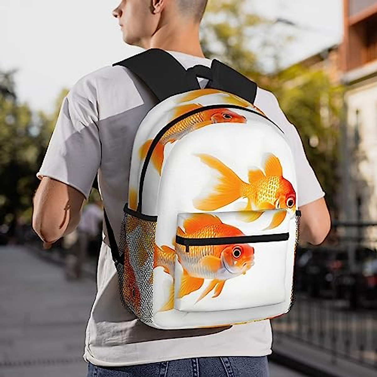 OdDdot Cute goldfishes Backpacks Lightweight Bookbag Front Utility Pocket with Built-in Organizer - Premium Backpack
