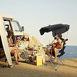 YSSOA Canopy Lounge Chair with Sunshade for Camping, Hiking, Travel, and Other Outdoor Events, with Cup Holder, 21.6" x 21.6" x 36", Black, 1-Pack