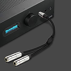 XMSJSIY 6.35mm TS Guitar Signal Audio Y Splitter Cable, 1/4" Male to Dual Mono 1/4" Female Adapter with Gold-Plated OFC HiFi TS Speaker Headphone Extension Cable-0.5M/1.6FT