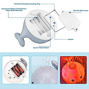 Baby Bath Toys, Light Up Baby Pool Toy with LED Light Whale Spray Water Toy for Toddlers Kids, Induction Sprinkler Bathtub Toys Bathroom Shower Swimming Pool Outdoor Water Toy(Gray)