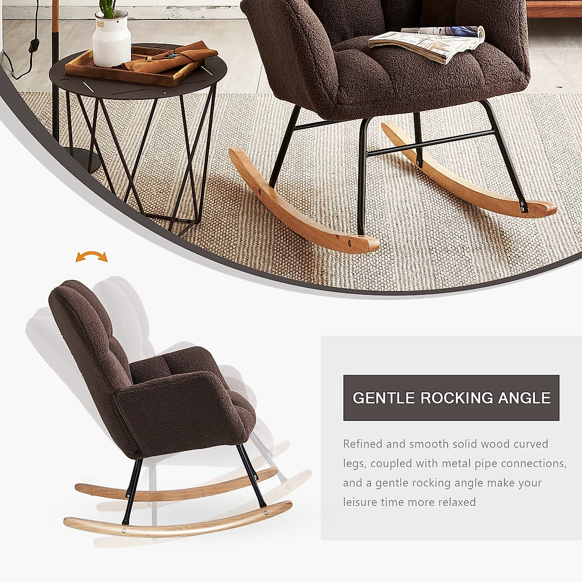 Ugijei Rocking Chair Nursery,Modern Rocking Accent Chair for Nursery, Bedroom