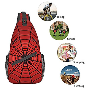 Red Spider Web Sling Bag Crossbody Travel Hiking Backpack Daypack for Women Men Unisex，Shoulder Chest Bags Cycling Gym One Size