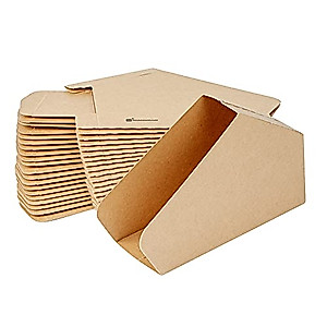 Restaurantware Bio Tek 6 .25 x 2 x 3.75 Inch Single Taco Holder 200 Greaseproof Stand Up Taco Holder - Large Self-Standing Kraft Paper Paper Taco Holder Freezable