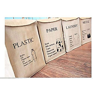 Jute Weave Recycling Bag Waste Bin Bags Basket for Home Kitchen Office - Natural Style Recycle Garbage Trash Sorting Bins Organizer Baskets Recycling Container