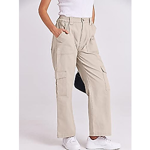 ANRABESS Women's Cargo Pants High Waisted Baggy Multiple Pockets Casual Work Pants Trendy Fashion Relaxed Fit Trousers Y2k for Teen Girls 1017mihuang-L