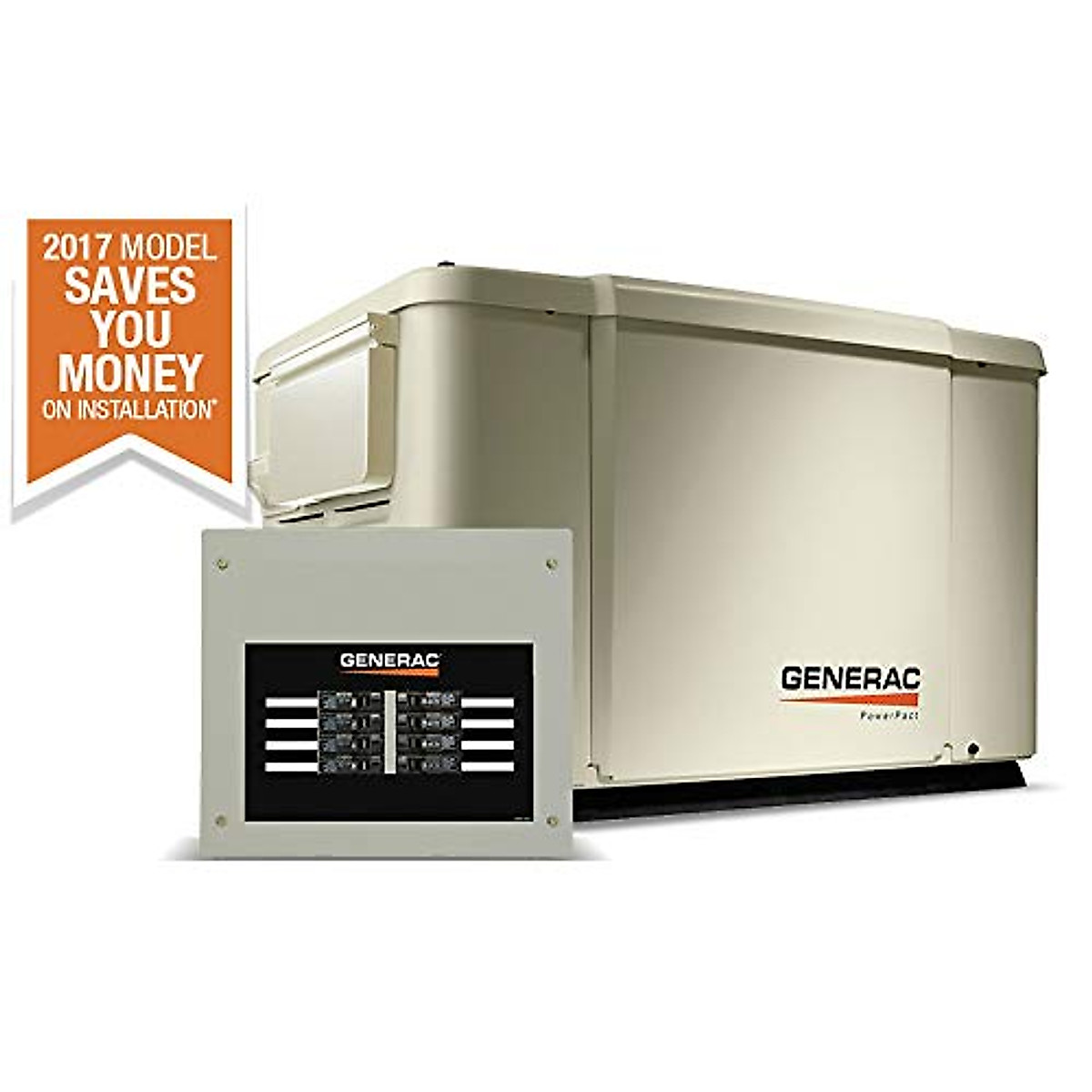 Generac 6998 7.5kW Air Cooled Home Standby Generator - Reliable Power - Convenient Transfer Switch - 50-Amp 8-Circuit Transfer Switch